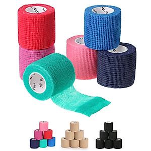 Mr. Pen- Self Adhesive Bandage Wrap, Assorted Colors, 2" x 5 Yards, 6 Pack, Elastic, Self Stick, Stretch, Self Adherent, Medical Bandage Wrap