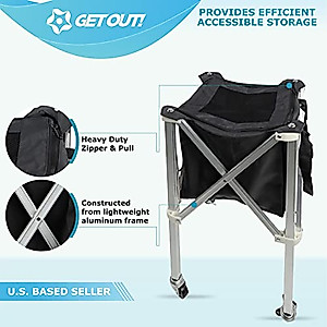 Get Out! Portable Tennis Ball Hopper Basket with Wheels - Tennis Ball Cart for 150 Racquetball, Pickleball, Baseball