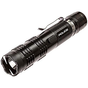 Police M12 Aluminum Stun Gun with LED Flashlight, Black