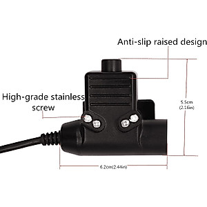 WODASEN Military U94 PTT Adapter Tactical Headset Push to Talk Connector 7.1mm TP-120 to 2 Pin Walkie Talkie for Baofeng UV-5R UV-82 UV-82hp BF-888s AR-152 Archsell AR-5 Kenwood Radio NATO-US Wiring