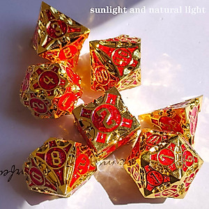 GIUADKXD DND Metal Dice Set - D&D Dungeons & Dragons Dice Set Polyhedron for RPG Role Playing Board Game Warhammer Cool Dice DND Accessories D4 D6 D8 D10 D10% D12 D20（Red）