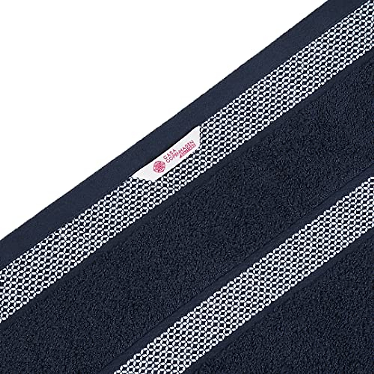 CASA COPENHAGEN Solitaire Designed in Denmark 600 GSM 2 Bath Towels 2 Hand Towels 2 Washcloths, Super Soft Egyptian Cotton 6 Towels Set for Bathroom, Kitchen & Shower - Navy Blue