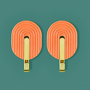 2pcs ABS High Bearing Capacity Towel Hook, Self Adhesive Hooks, Strong Adhesion Wall Hooks for Bathroom Kitchen (Orange)