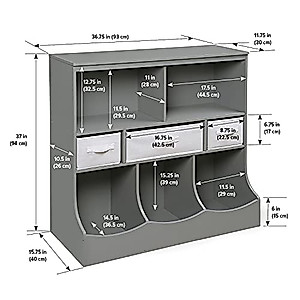 Freestanding Combo Shelf Cubby Bin Storage Organizer Unit with 3 Baskets