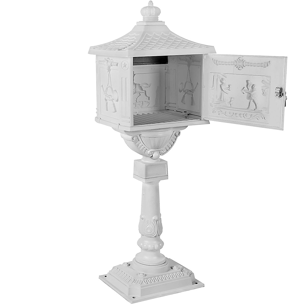 Polar Aurora Mailbox Cast Aluminum White Mail Box Postal Box Security Heavy Duty New