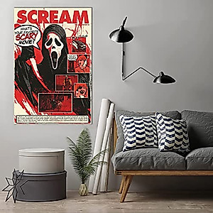 Scream Poster Horror Movie Posters Canvas Poster Wall Art Prints Painting for Living Room Decoration Gift 16" x 24" Unframed