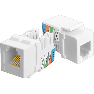 NECABLES 2Pack CAT3 Telephone Keystone Jack Phone Keystone Jack Punch Down Type 110 IDC to RJ11/RJ12 6P6C Female White