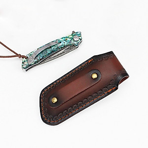 2 Pcs Leather Folding Knife Pouch,Leather Knife Holster with Snap Closure Belt Loop Portable Folding Knife Sheath Excellent Gifts for Men