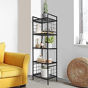 GIOTORENT 5-Wire Standing Storage Shelf, Metal Shelving Unit Pantry Rack for Laundry Kitchen Bathroom Organizer(Black)