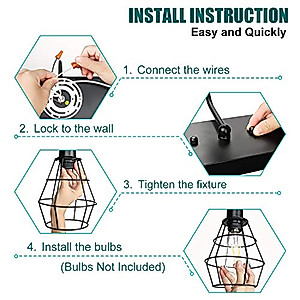 Mlambert 3-Light Industrial Bathroom Vanity Light, Vintage Metal Cage Wall Sconce, Rustic Farmhouse Wall Light Fixture, Wall Lamps for Bedroom, Living Room, Mirror Cabinet, Black (Bulb Not Included)