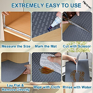 Hersvin Shelf Liners 24 in x 20 ft EVA Drawer Mats, Non-Adhesive Cupboard Pad, Kitchen Cabinet Lining Fridge Cushion (Gray/Crossed Stripe, 61x610cm)