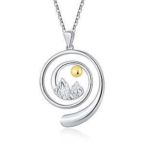 Ring Holder Necklace for Women - 925 Sterling Silver Mountain Dog Music Necklaces Wedding Engagement Rings Holder Jewelry for Wife Ring Keeper Necklace Mothers Day Gift (Mountain)