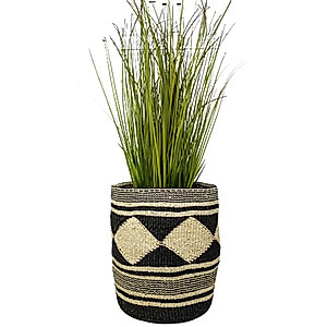 Basket planter, Round woven Basket 9&quot; x 9&quot; Ideal for Plant Pot cover, small storage, Rustic brown décor, woven basket for indoor plants