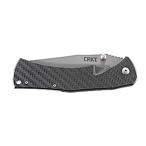 CRKT Xan EDC Folding Pocket Knife: Everyday Carry Plain Edge Folder with Frame Lock, Clip Point Blade with Bead Blast Finish, Carbon Fiber and G10 Handle 2085