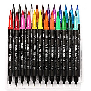 EBOT Dual Markers Brush Pen, Brush Tips & Colored Fine Point Pen Set for Lettering Writing Coloring Drawing,Planner Art Supplier,24 Colors