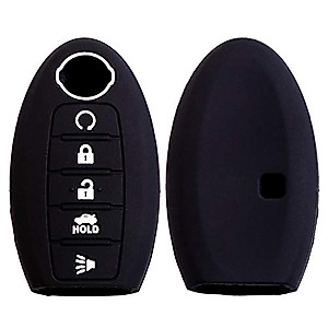 Autobase Silicone Key Fob Cover for Nissan Rogue Murano Armada Maxima Altima Sedan Pathfinder Infiniti JX35 Q50 Q60 QX56 QX60 QX80 | Car Accessory | Key Protection Case 2 Pcs (Black)