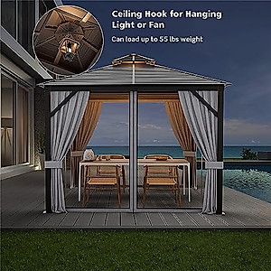 Clihome 10 x 10 Ft Double-Top Hardtop Gazebo Galvanized Steel Roof