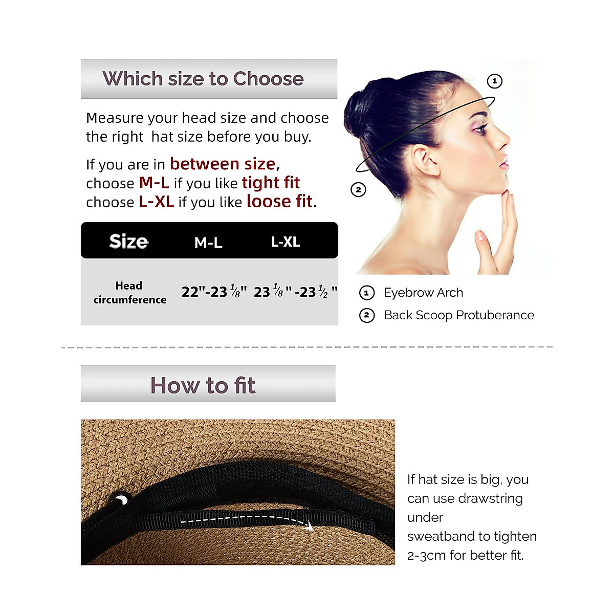 FURTALK Womens Wide Brim Sun Hat with Wind Lanyard UPF Summer Straw Sun Hats for Women A-Khaki