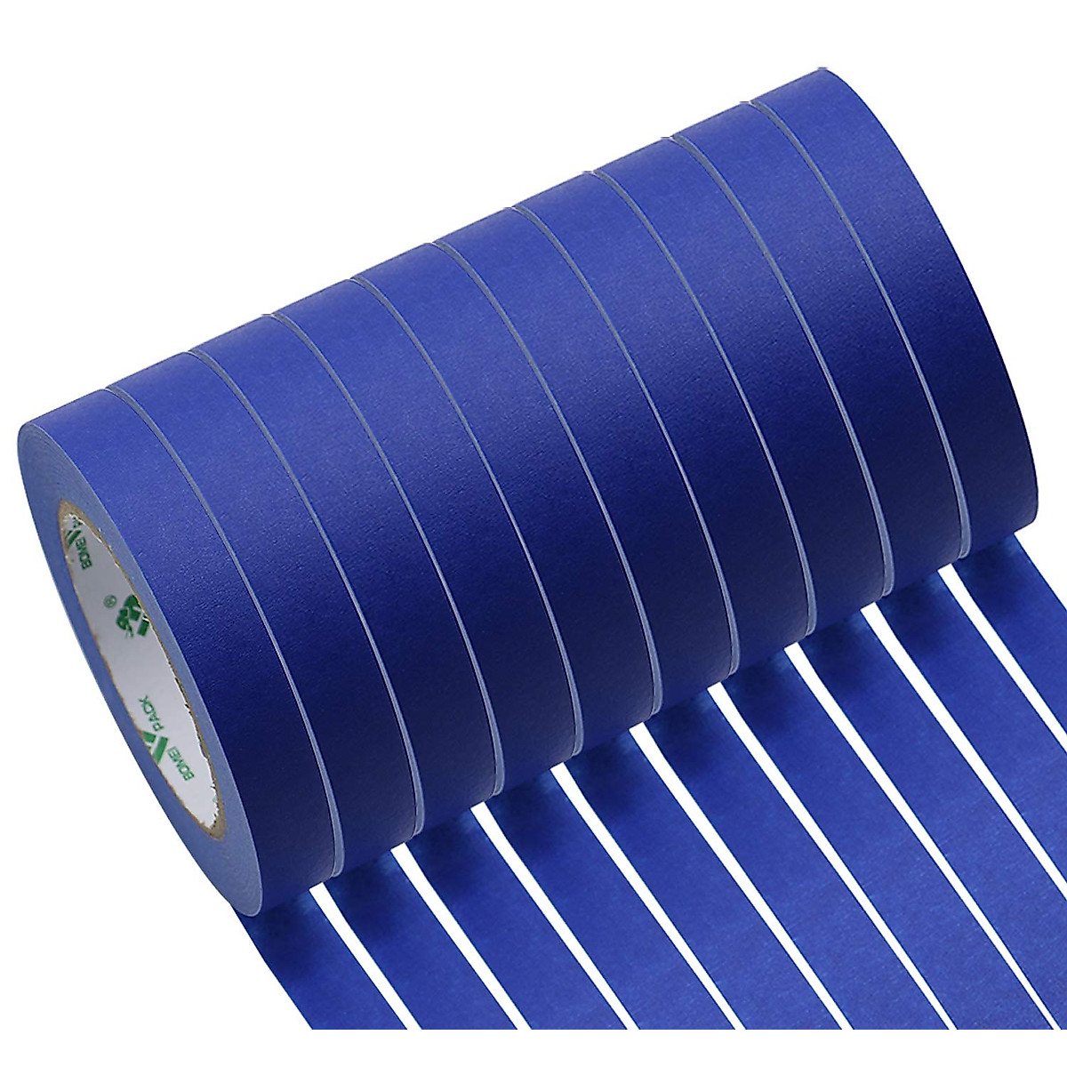 BOMEI PACK 10Pcs Blue Painters Tape, 5.5Mil 3/4in 55y, Residue Free Wall Painting Masking Tape with Sharp Lines