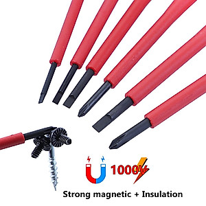 Screwdriver Set 1000V 6 Pieces Screwdrivers Insulating Screwdriver Kit 1000V Slotted Screw Screwdriver Sets Electrician Screwdriver Set
