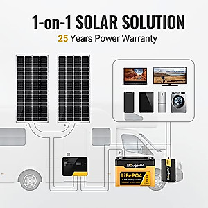 BougeRV 9BB Cell 200 Watts Solar Panel,23% High-Efficiency Mono Module Monocrystalline Technology Work with 12 Volts Charger for RV Camping Home Boat Marine Off-Grid