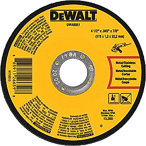DEWALT DWA8051 Metal Cut-Off Wheel, 4-1/2-Inch X .045-Inch X 7/8-Inch