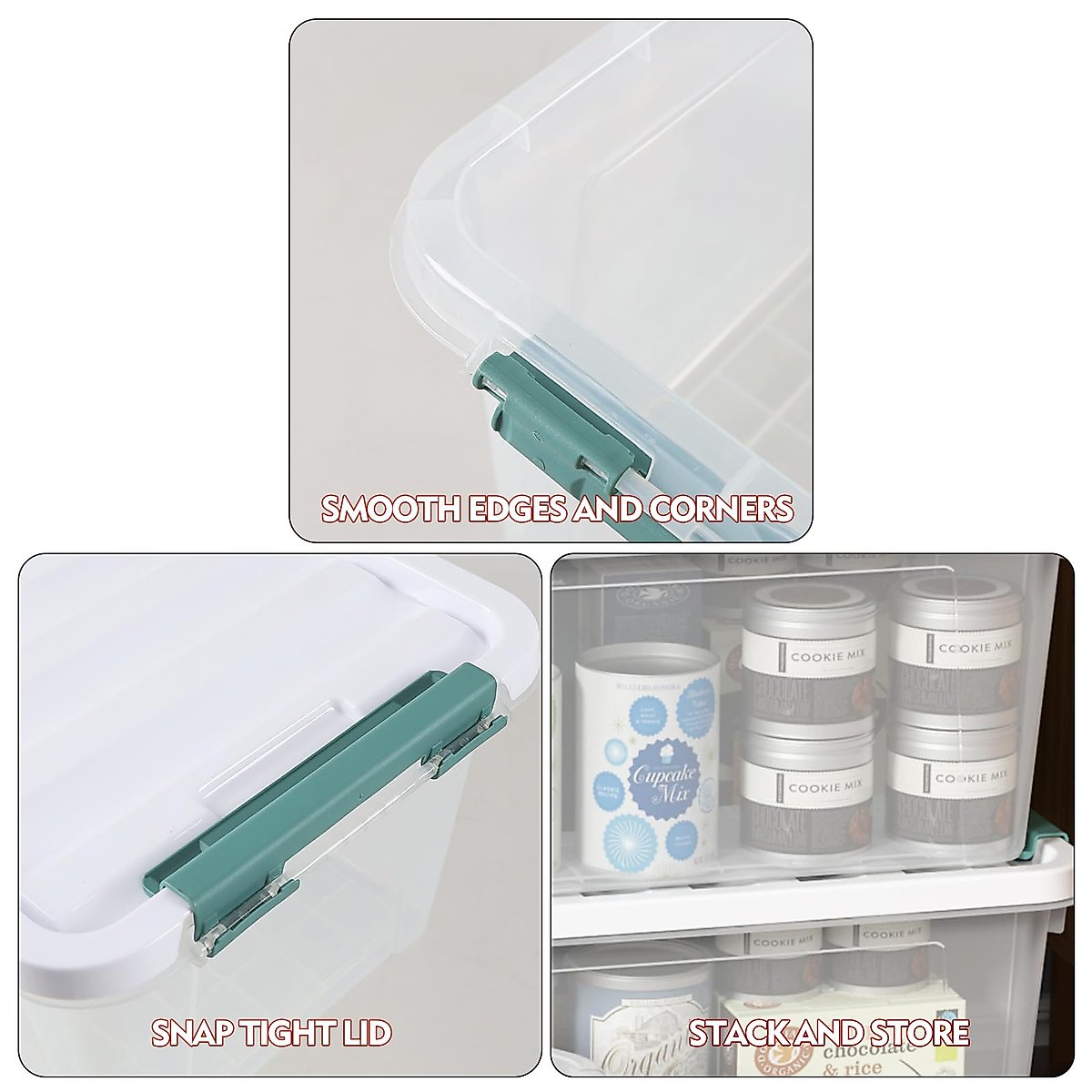 Uumitty 4-Pack 20 Quart Clear Storage Bins, Stackable Plastic Storage Latches Box/Containers with Lid