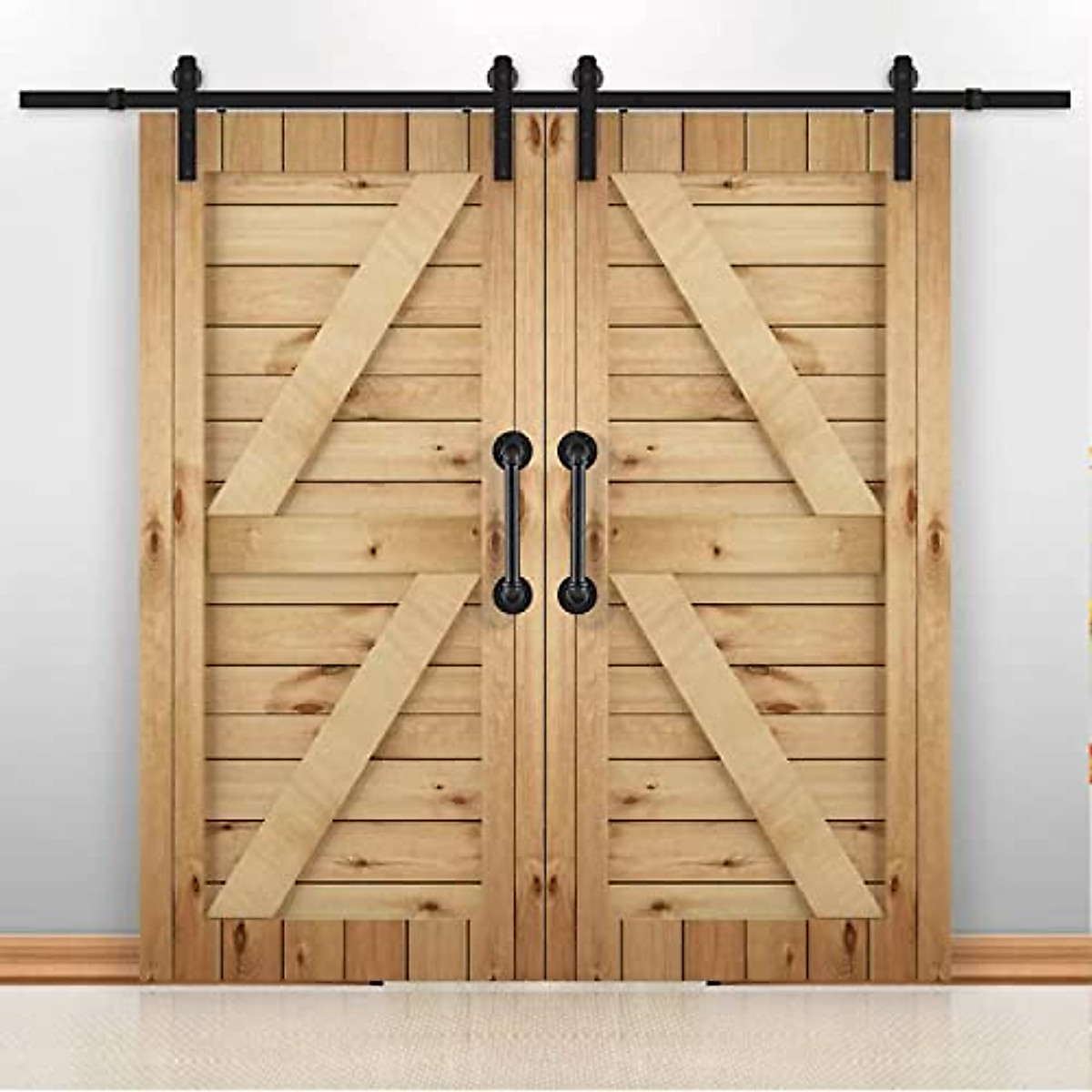 Licperron Barn Door Handle, Black Rustic Sliding Door Handles for Sliding Door, Interior Door, Garage, Towel, 2 Pack, 12 Inch