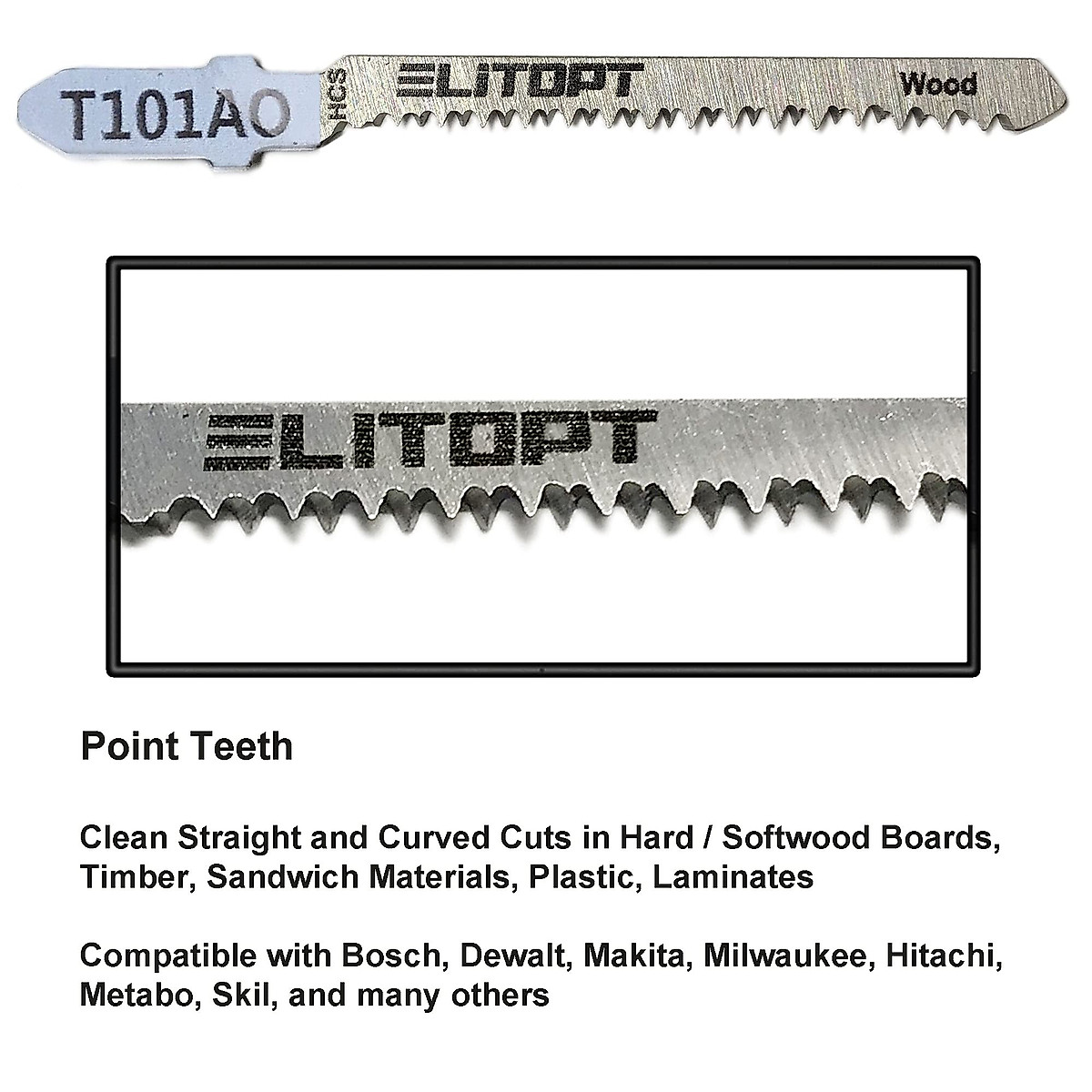 25pcs Jigsaw Blades for Wood T101AO Scroll Blades Clean Curved Cuts 3 in. 20 TPI T Shape Shank T101AO