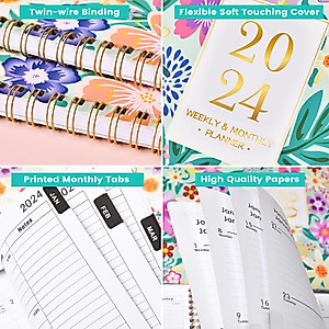 2024 Planner - Planner 2024, Jan. 2024 - Dec. 2024, 2024 Planner Weekly and Monthly with Tabs, 8" x 10", Thick Paper, Twin-Wire Binding, Check Boxes, Perfect Daily Organizer