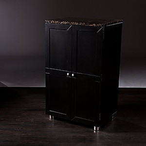 SEI Furniture Cape Town Contemporary Bar Liquor and Wine Cabinet with Storage, Faux Marble Countertop with Black Finish