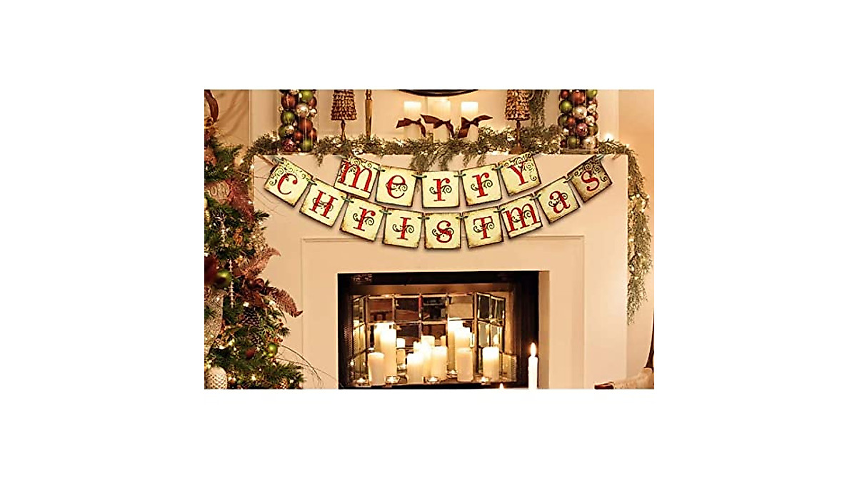 Vintage Merry Christmas Banner for Festive Home Decor