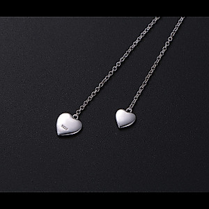 FLYOW Long Chain Dainty Necklace Simple Style 925 Sterling Silver Heart Pendant Adjustable Y Shaped Necklace Jewelry (Two heart)