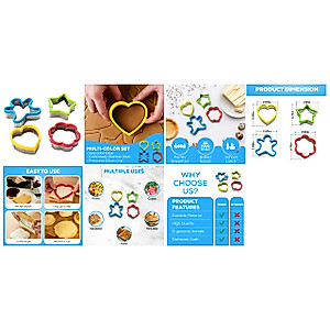 Alpine Cuisine Cookie Cutter, Stainless Steel & Silicone, Strong & Durable, Various Shapes & Size, 4 Different Classical Cookie Cutter Shapes