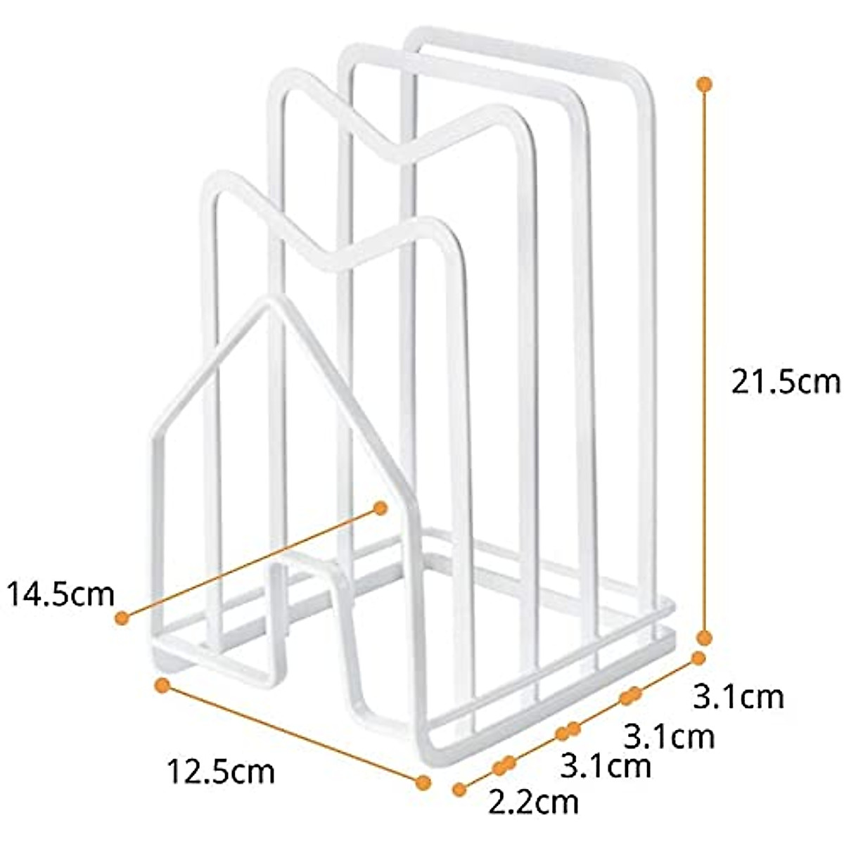 LINFIDITE Cutting Board Rack Chopping Board Organizer Stand Holder Kitchen Countertop Pots Pan Lids Rack Organizer Flat Steel 4.92Lx5.71Wx8.46H in. White