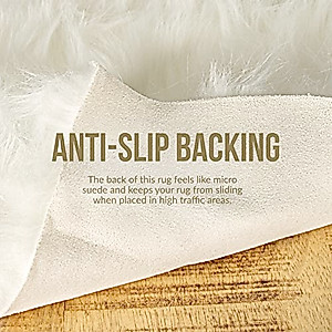 Luxe Faux Fur Hudson Rug with Soft and Fluffy Pile | Machine Washable Living Room Rug with Anti-Slip Backing | Cruelty-Free Area Rugs for Office or Bedroom, Dusty Rose, 3 ft x 5 ft