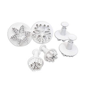 Clever Monster Snowflake Cookie Cutters Set of 6, Plunger Cutter Cake Decorating Supplies Fondant Molds Embossing Tool Snowflake Plunger Cake Cutter