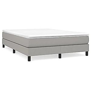 vidaXL Box Spring Bed with Mattress Home Bedroom Mattress Pad Double Bed Frame Base Foam Topper Furniture Light Gray 59.8"x79.9" Queen Fabric