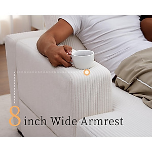 Jocisland Oversized Sofa, 80 Inch 2-Piece Double Chaise Sofa, Deep Seat Sofa for Living Room- Comfy Couch in White Corduroy