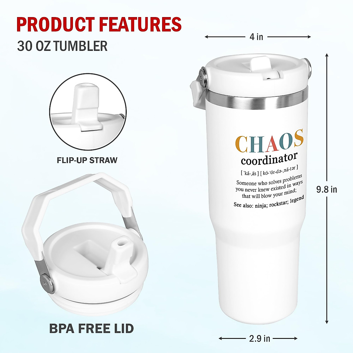 AXIARA Funny Gifts For Women Coworkers - 30oz Stainless Steel Insulated Tumbler with Lid and Handle - Birthday Thank You Gifts For Women Friends Coworkers Boss Colleagues Employee