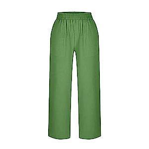 Sruiluo Women Solid Workout Tracksuits Casual Scoop Neck Crop Top Tee with Pockets High Waist Palazzo Pants Yoga Pilates