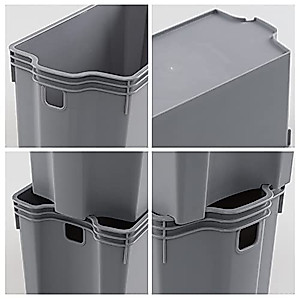 Ggbin Grey Plastic Stacking Storage Basket, Slim Pantry Basket Bins, 6 Packs