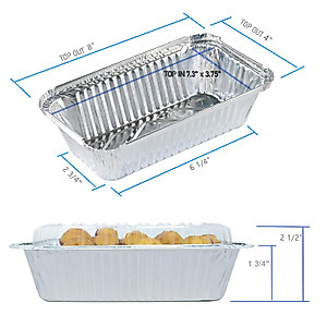 Disposable Loaf Pan with Lid for Baking - 1.5 Lb Disposable Bread Pans - Meatloaf Pans – 50 Pans and 50 Clear Lids - Perfect for Baking Cakes, Bread, Meatloaf…