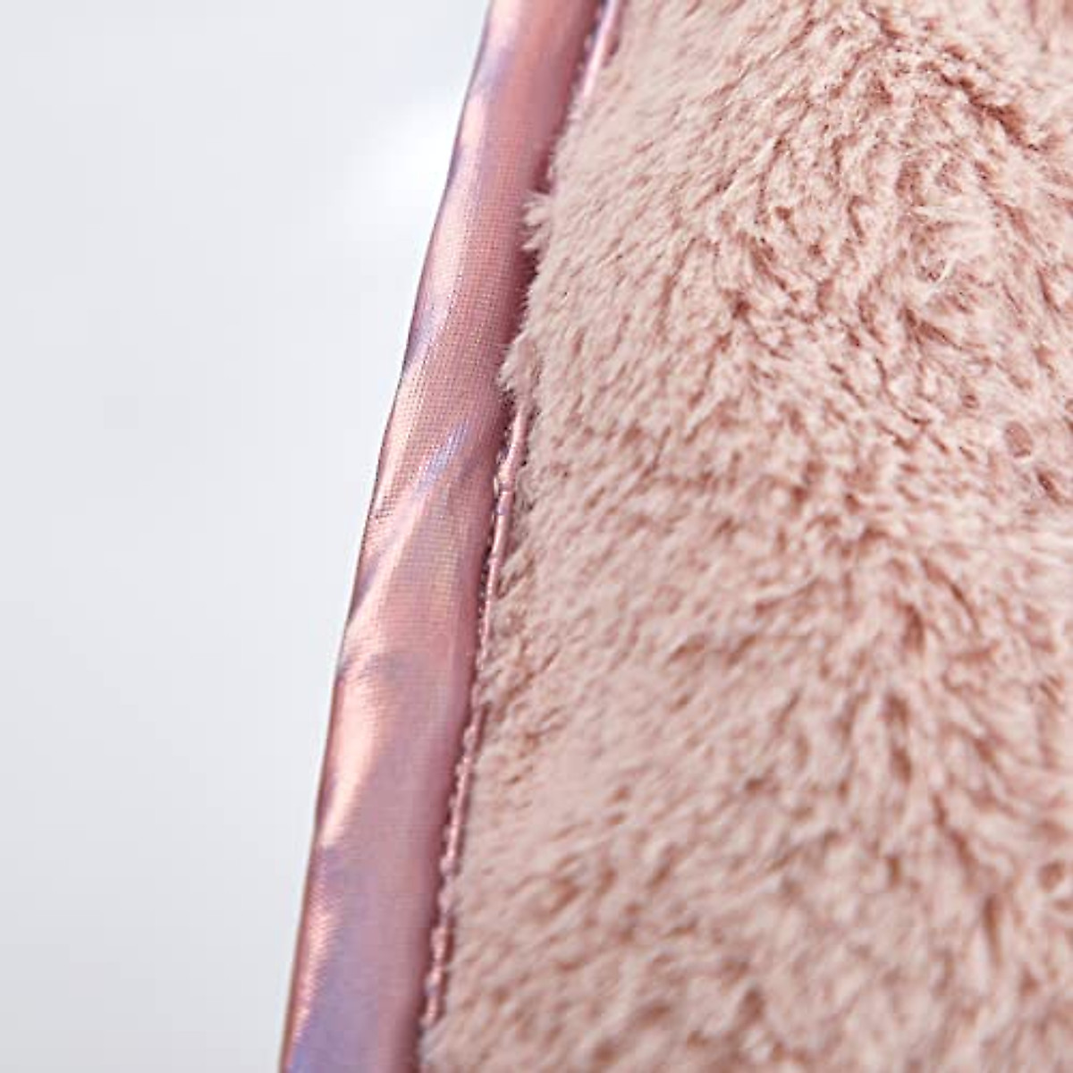 Urban Shop Faux Fur with Holographic Trim Foldable Saucer Chair, Blush