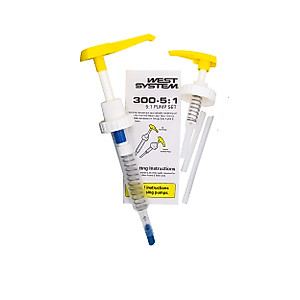 West System 105-B Epoxy Resin Bundle with 206-B Slow Epoxy Hardener and 300 Mini Pumps Epoxy Metering Pump Set, Pale Yellow