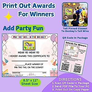 Pin The Tail On The Donkey Game For Kids - Super Cute & Fun Design! Makers Since 1965. Reusable Stickers, Poster & Blindfold. Add To Your Birthday Party Decorations, Party Supplies Or Carnival Games.