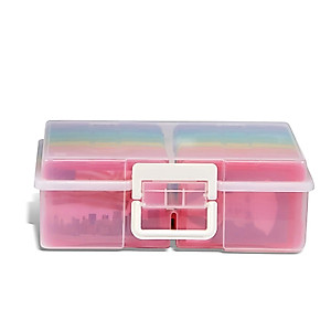 Rainbow Plastic Photo & Craft Keeper Box by Simply Tidy - Acid Free Container Includes 16 Cases and Holds Up to 1,600 Photos - Bulk 8 Pack