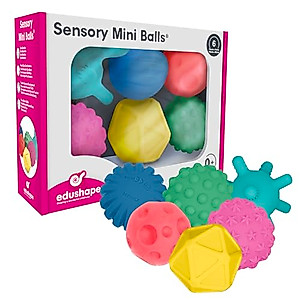 Edushape Sensory Mini Balls for Baby - Pack of 6 Solid Color Baby Balls That Help Enhance Gross Motor Skills for Kids Aged 6 Months and Up - Vibrant Colorful and Unique Toddler Ball for Baby