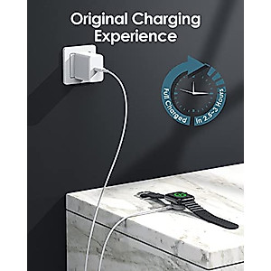 2-Pack Watch Charger Compatible with Apple Watch Charger, USB-C & USB-A Portable Fast Magnetic Wireless Charging Cable Compatible for iWatch Series Ultra 8 7 6 5 4 3 2 1 SE SE2, White(3.3FT/1M)