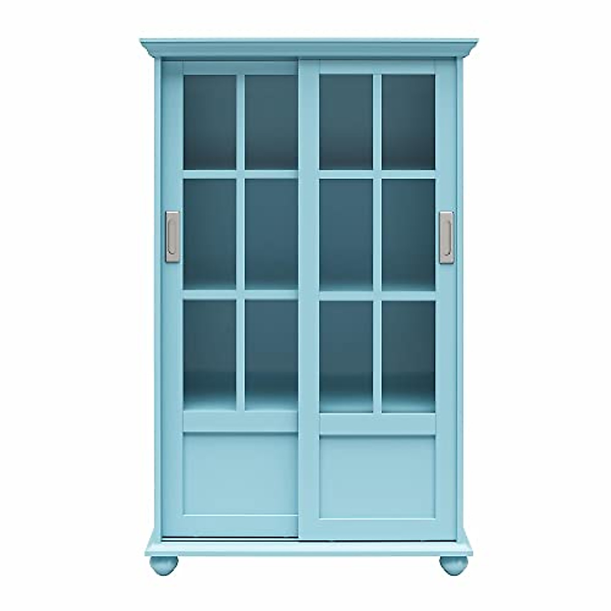 Ameriwood Home Aaron Lane Bookcase with Sliding Glass Doors, Pale Blue